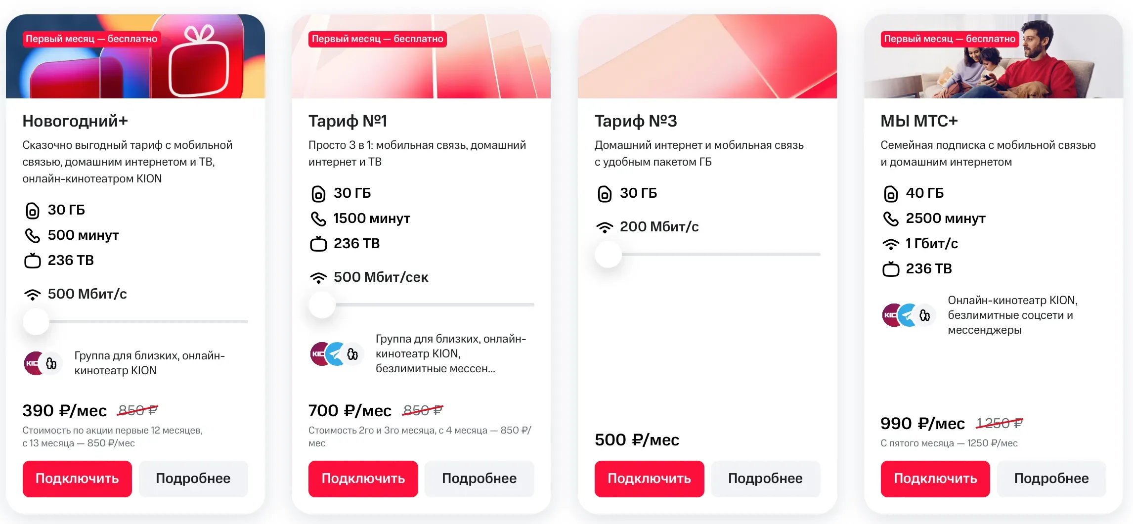 Комбо тарифы МТС: мобильная связь, ТВ и интернет